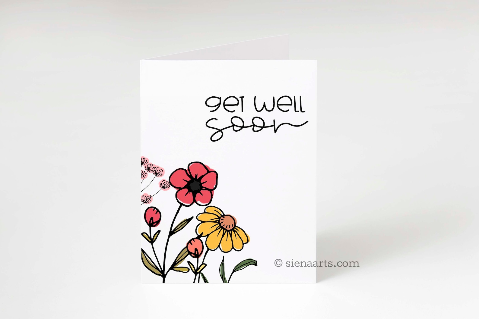 Line Drawing Flowers Get Well Soon Cards, Illustrated Flowers Get Well ...