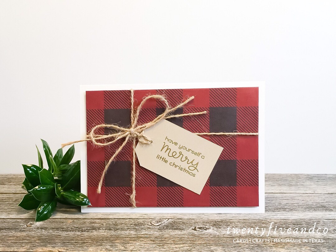 Set of 5 Large 5x7 Buffalo Check Christmas Cards Handmade - Etsy UK