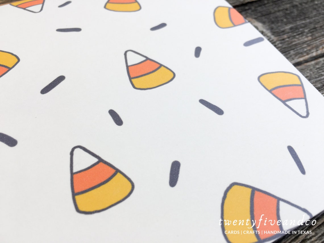 Candy Corn Print Halloween Cards Cute Candy Corn Drawing Card | Etsy