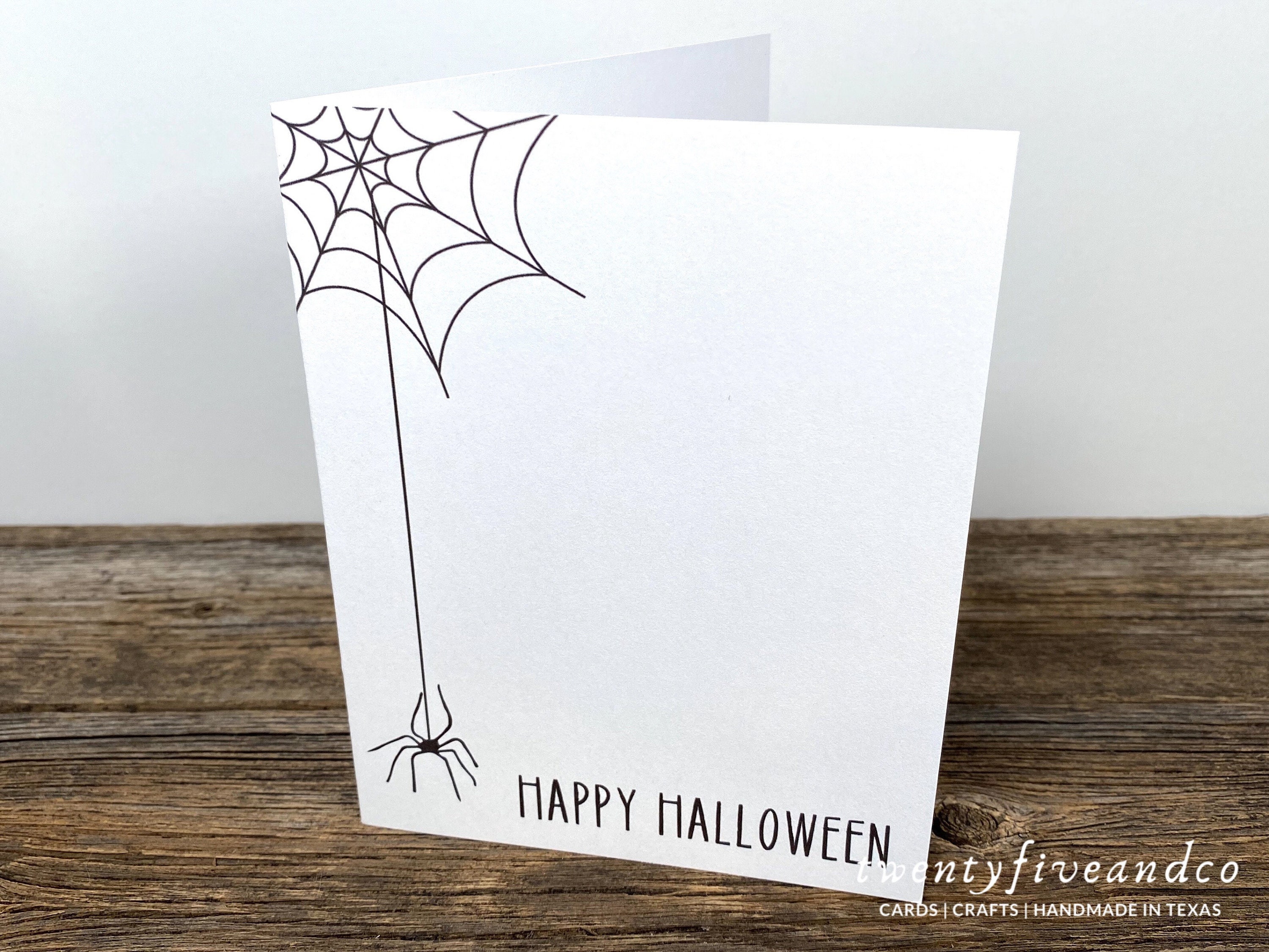 Spider Print Halloween Cards Blank Spider Web Drawing Card - Etsy