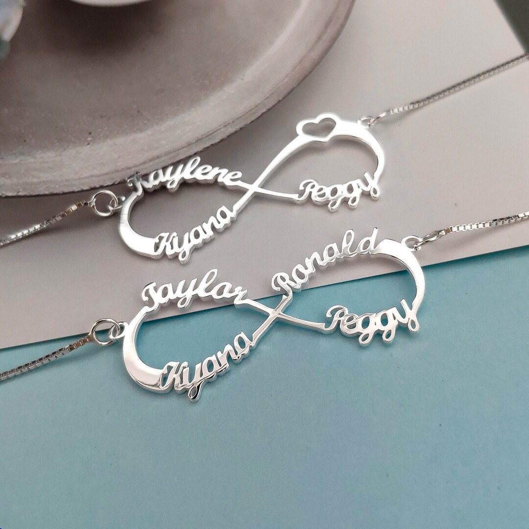 Personalized Name Infinity Necklace, Name Necklace, 1 - 6 Names Custom ...