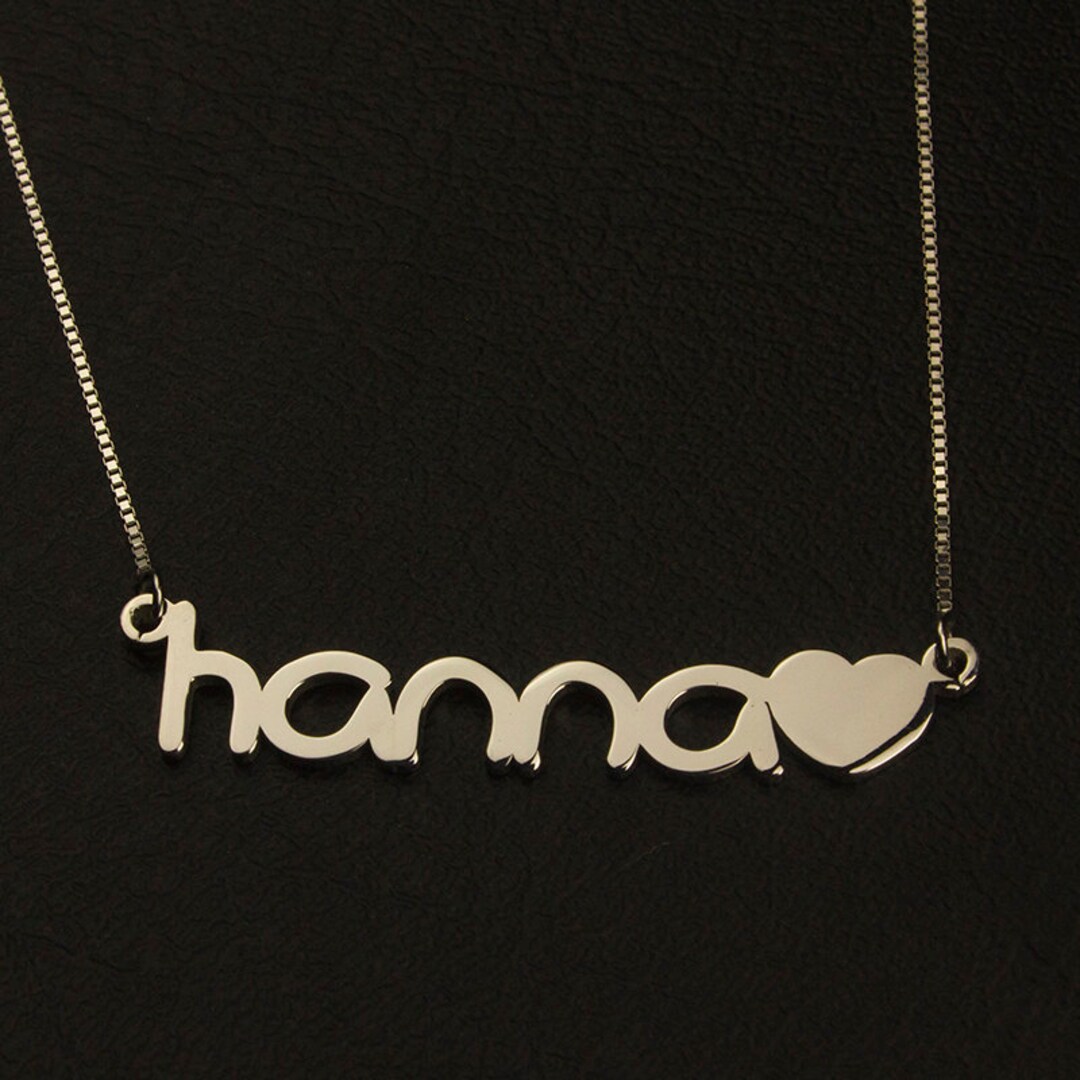 Name Necklace Heart Name Necklace Custom Name Jewelry Sterling