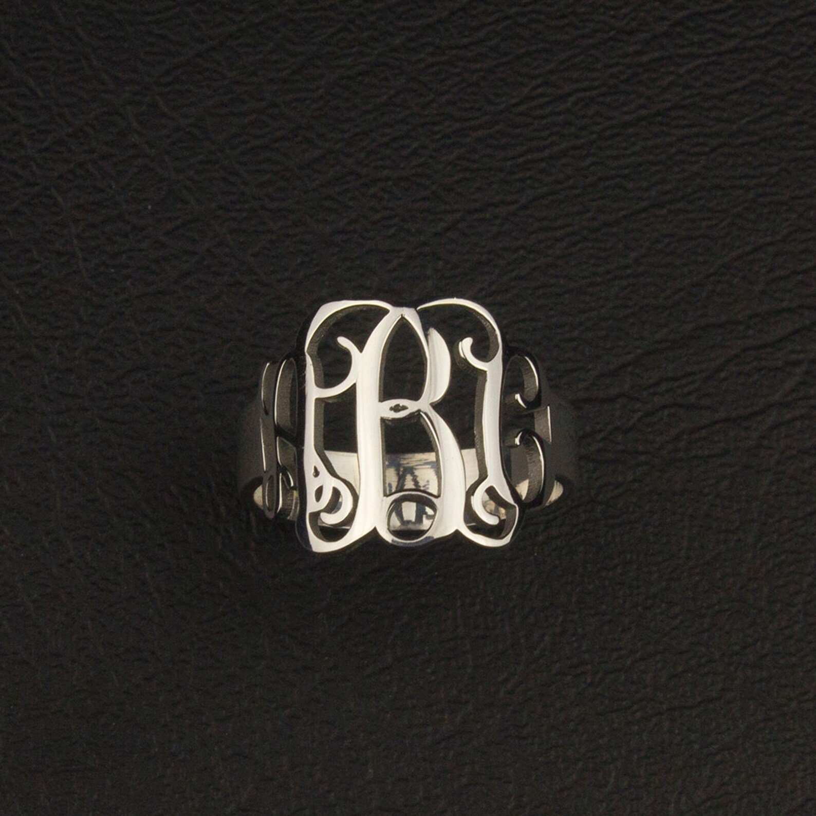 Initial Monogram Ring Personalized Monogram Ring Three Initial - Etsy