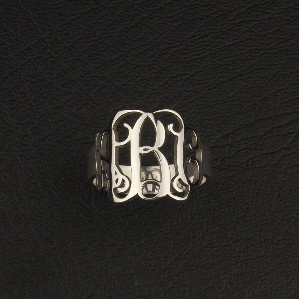 Initial Monogram Ring Personalized Monogram Ring Three Initial - Etsy