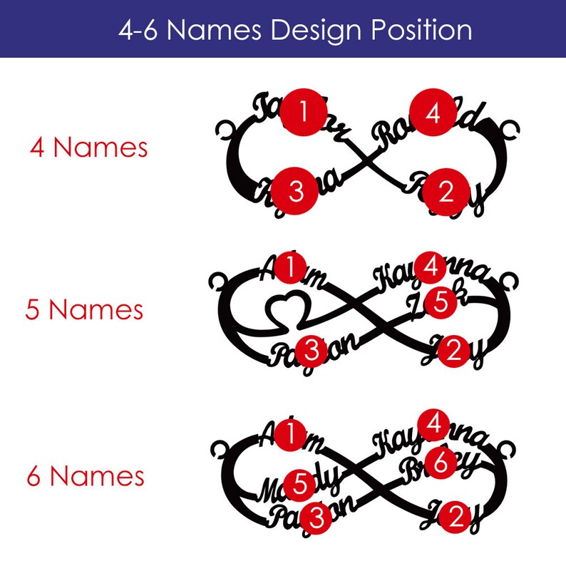 Infinity Name Necklace Name Necklace 1 6 Names Custom | Etsy