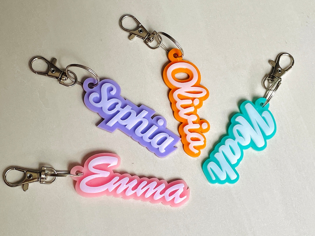Personalized Keychains, Name Keychain, Acrylic Name Tag, Backpack Name ...