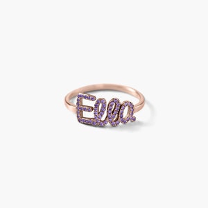Diamond Name Ring, Birthstone Ring, Pave Stone Name Ring, Custom ...