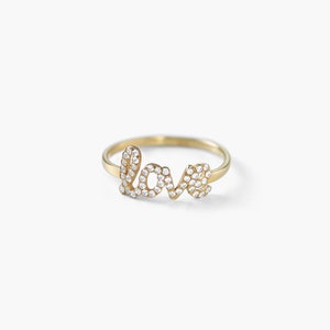 Diamond Name Ring, Birthstone Ring, Pave Stone Name Ring, Custom ...