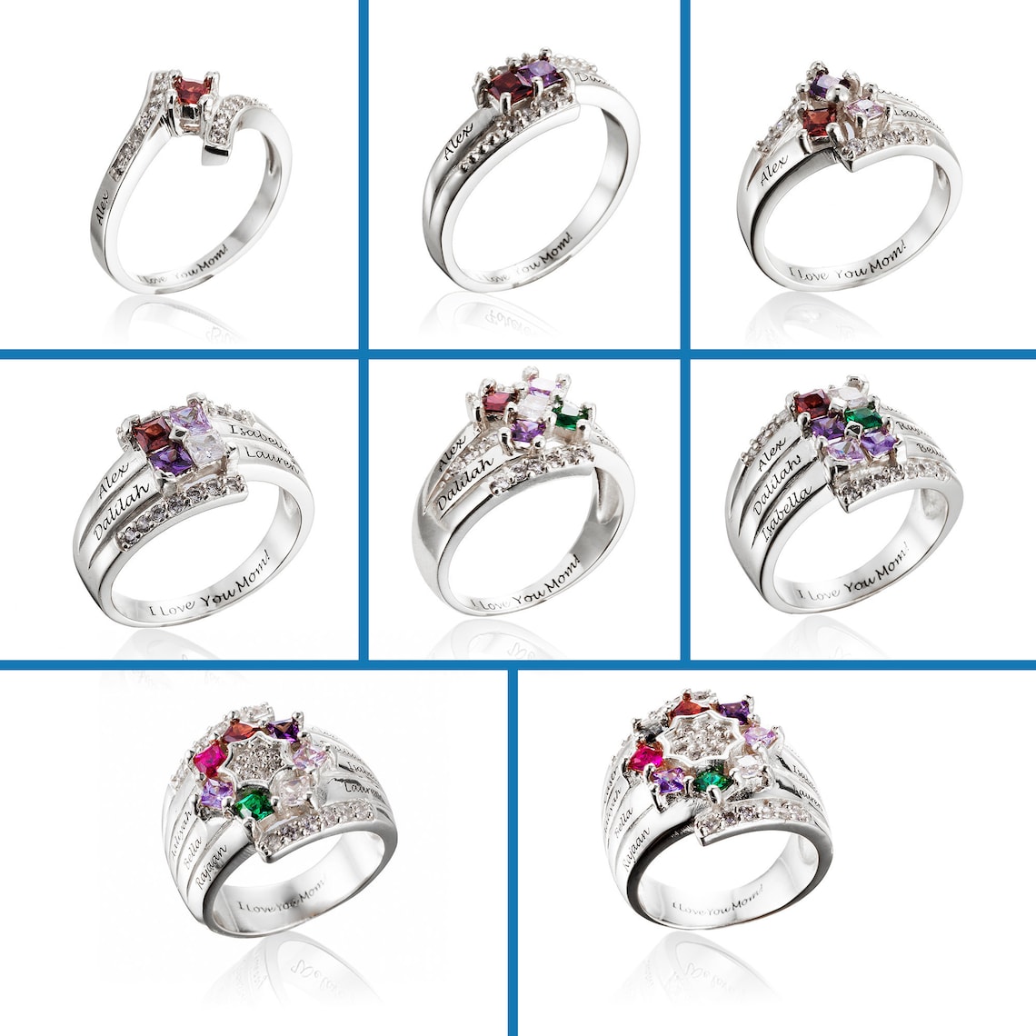 Birthstone Ring Personalized Birthstone Ring Engraved Ring | Etsy