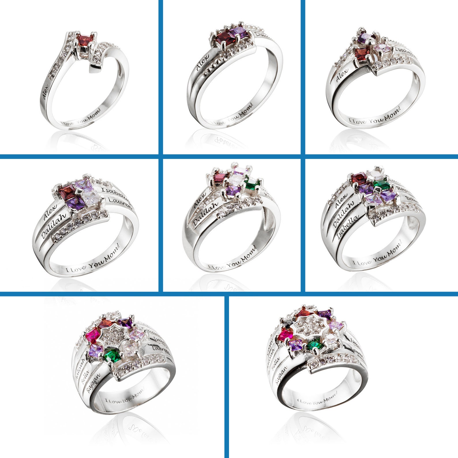 Birthstone Ring Personalized Birthstone Ring Engraved Ring | Etsy