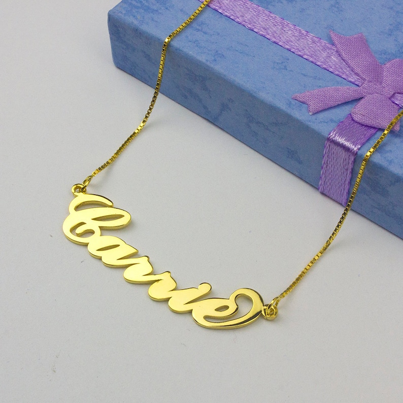 Personalized Carrie Necklace Gold Carrie Necklace Name Etsy