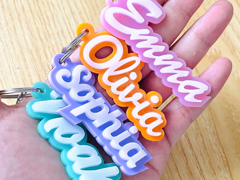Personalized Keychains, Name Keychain, Acrylic Name Tag, Backpack Name ...