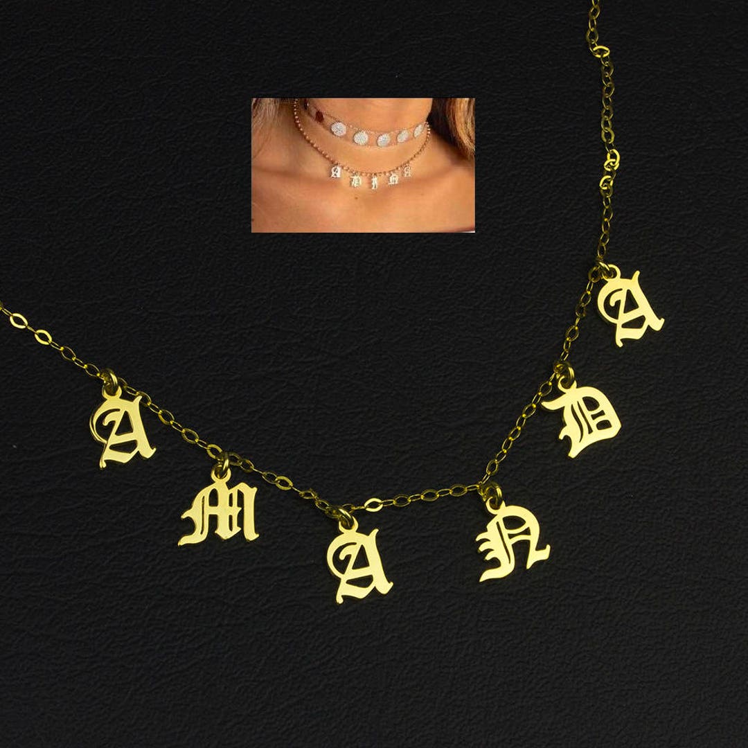 Name Choker Necklace, Gothic Choker Necklace, Personalized Choker ...