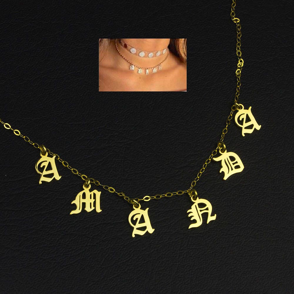 Name Choker Necklace Gothic Choker Necklace Personalized - Etsy
