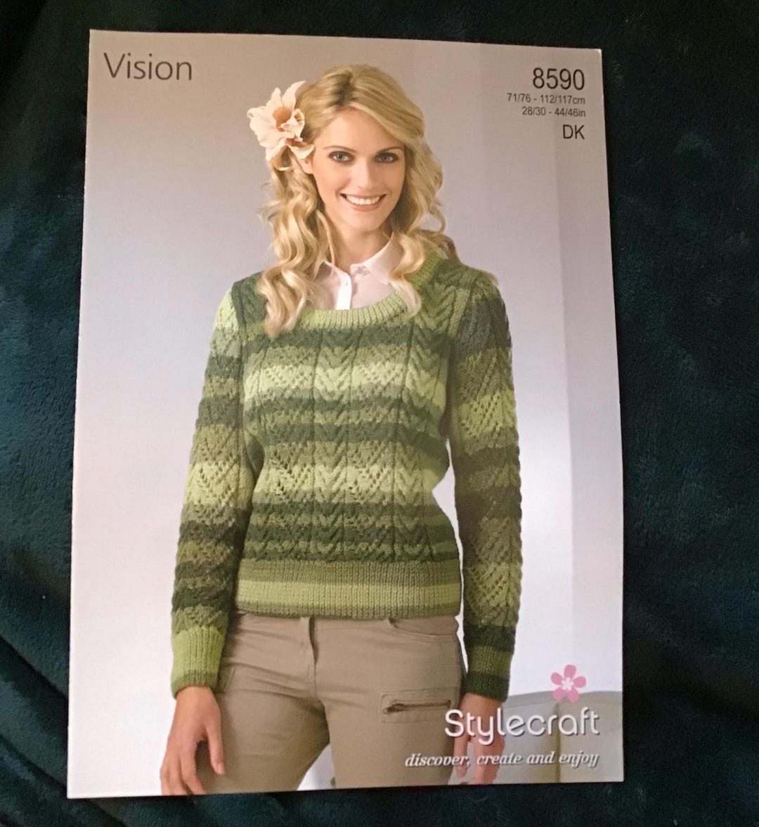 Ladies Sweater Knitting Pattern, for DK Stylecraft Vision, Sizes 28-30 ...