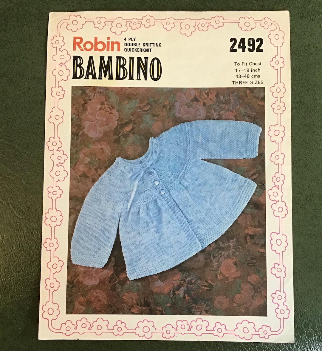 Vintage Robin Original Knitting Pattern, Bambino Matinee Coat, 17-19 ...