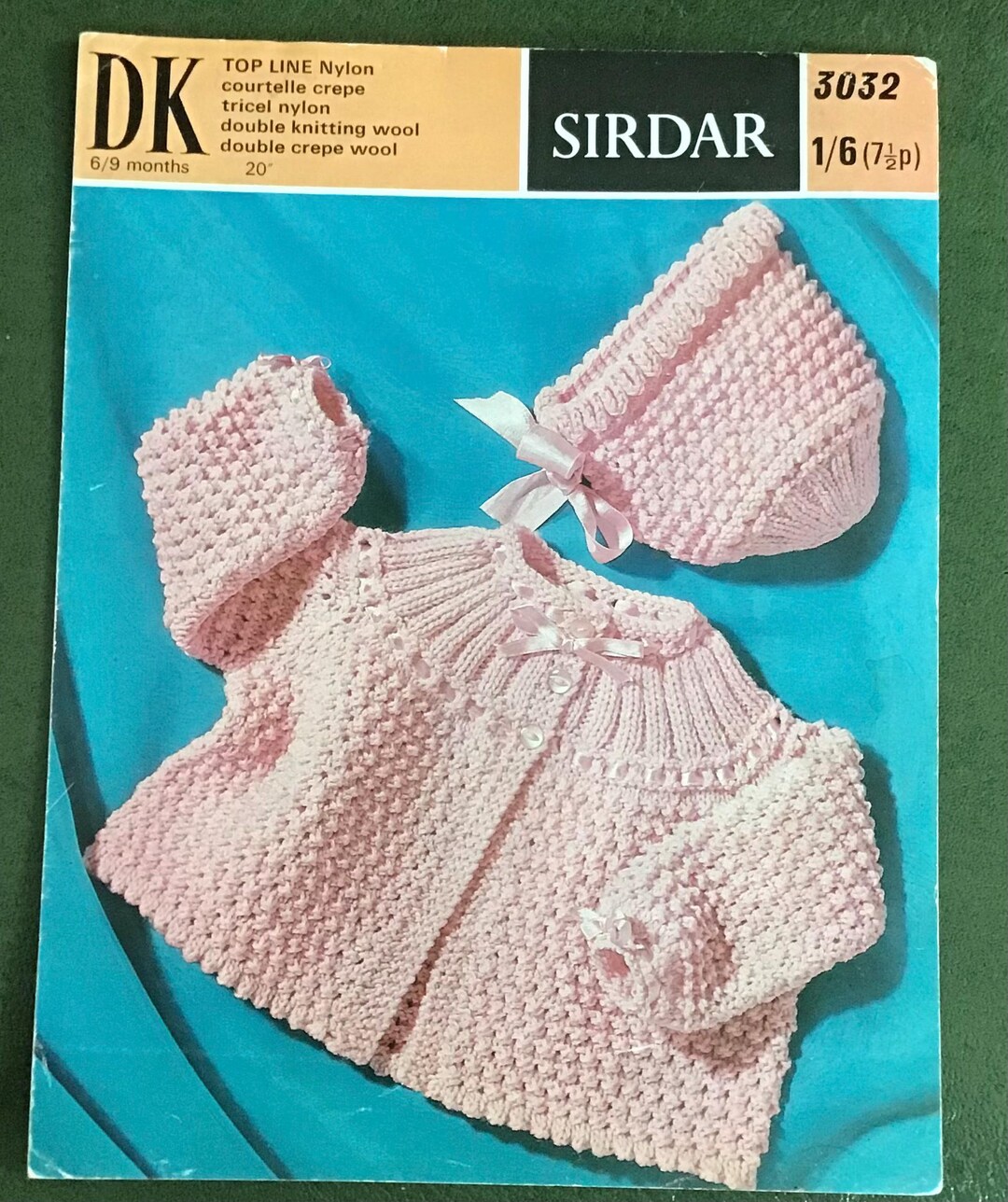 Vintage SIRDAR Knitting Pattern, 1971, Matinee Coat and Bonne, 20”, 6-9 ...