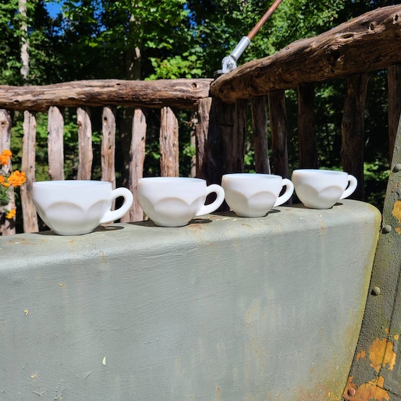 Milk Glass Tea Cups/set of - Etsy