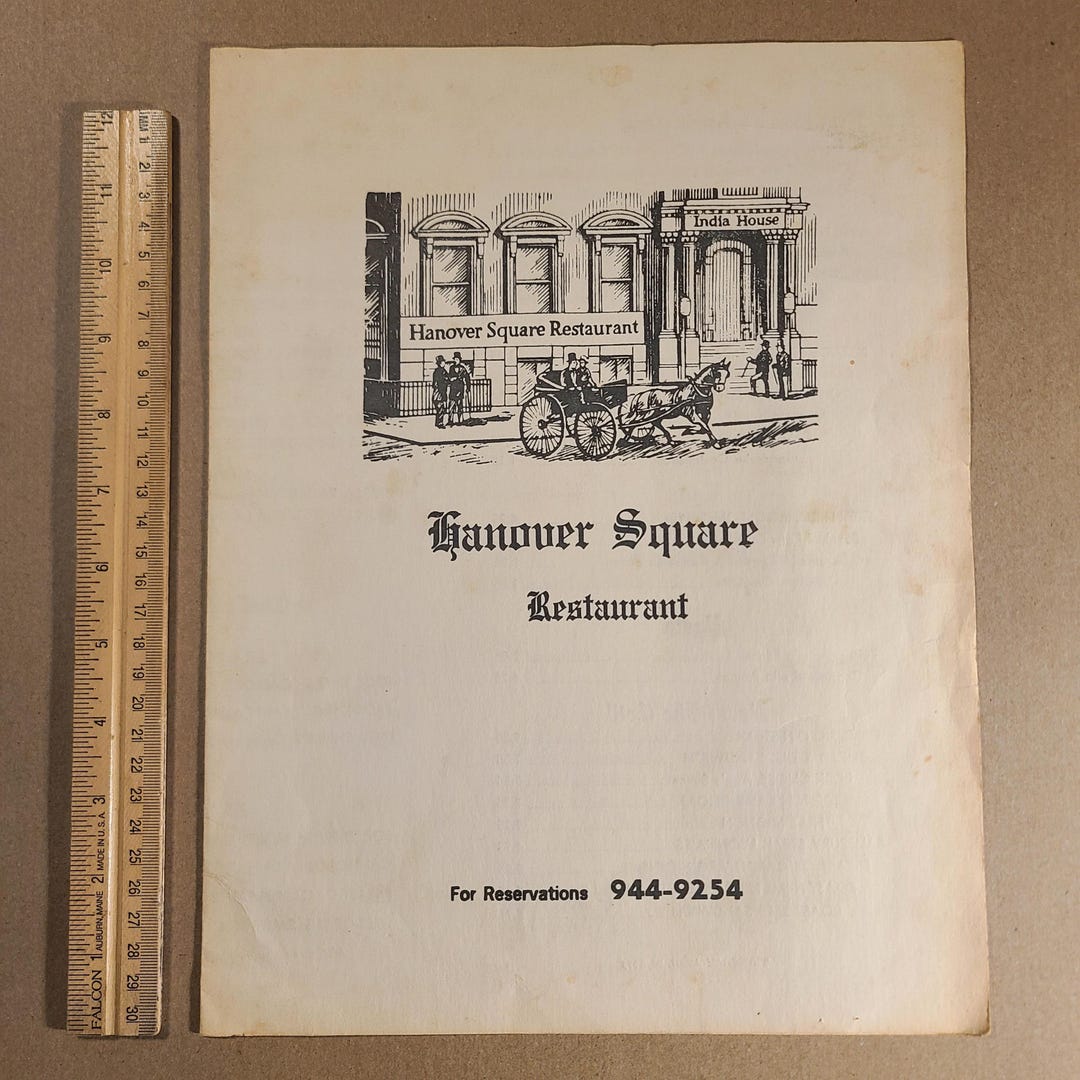 1975 Hanover Square Restaurant Menu- New York City, India House- Now ...