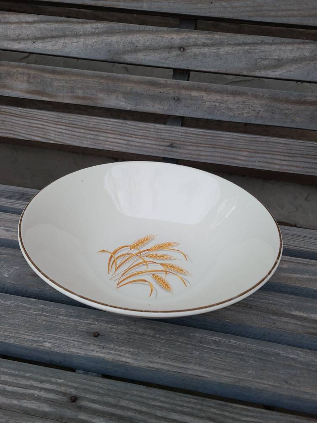 Golden Wheat Pattern Bowl/vintage Bowls/white/1950s/mid - Etsy