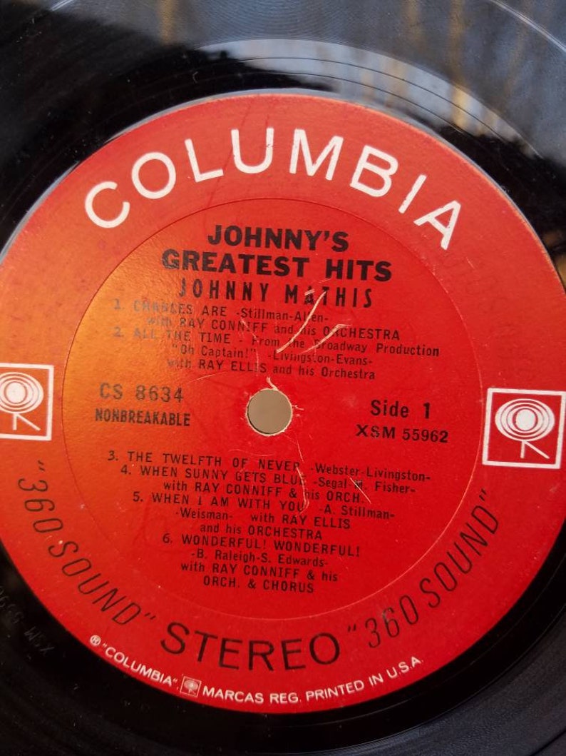 Johnny Mathis Greatest Hits/vintage/albums/columbia/1960s | Etsy