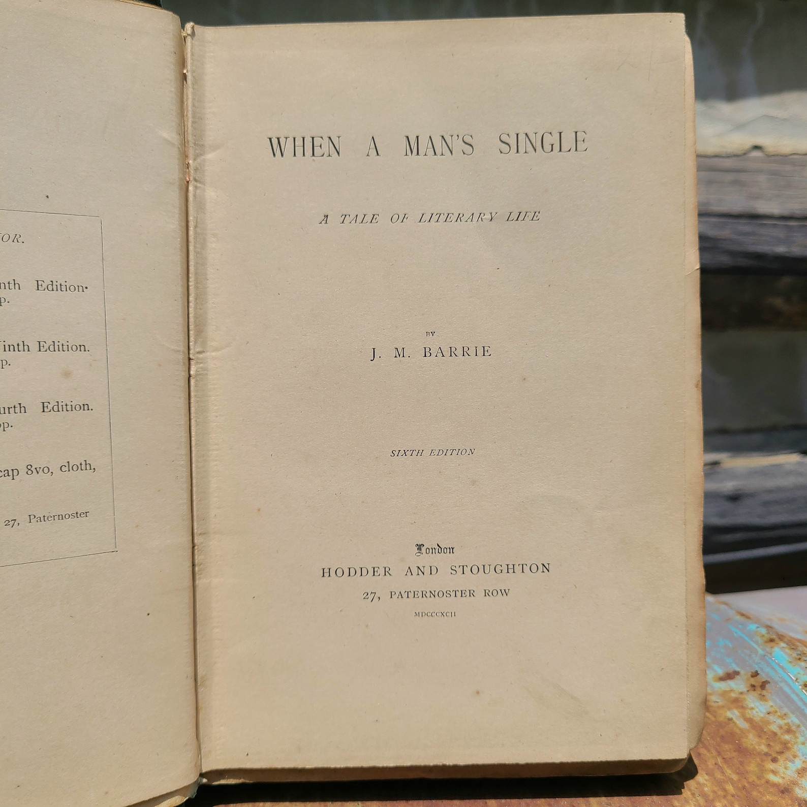 1892/when a Man's Single, A Tale of Literary Life/j.m. Barrie-victorian ...