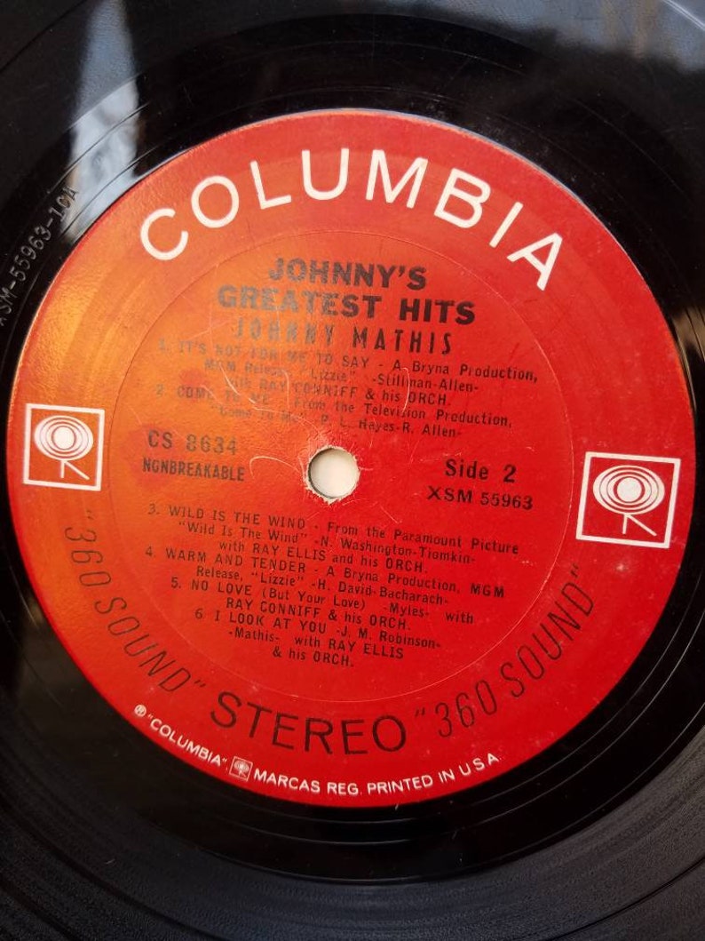 Johnny Mathis Greatest Hits/vintage/albums/columbia/1960s - Etsy