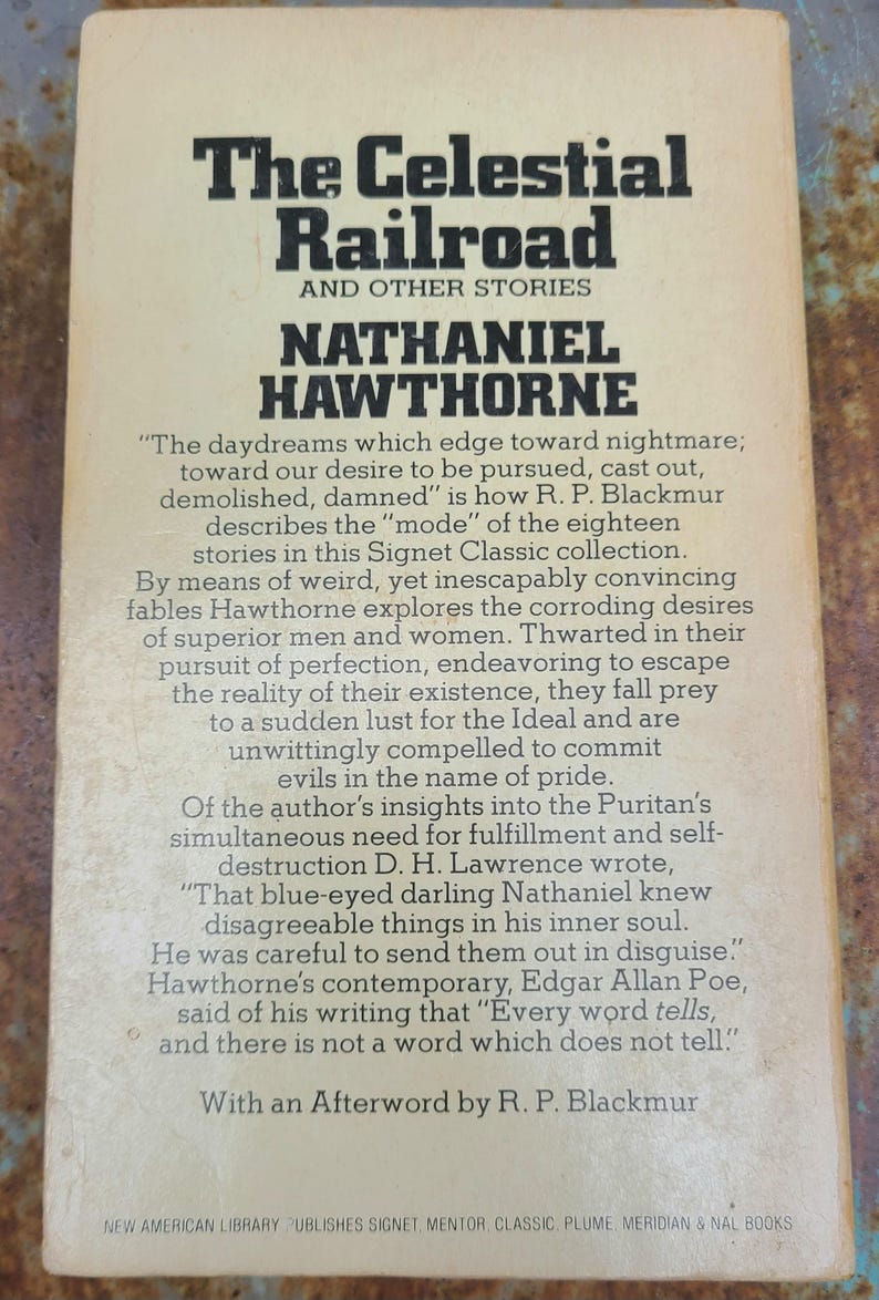 Nathaniel Hawthorne/the Celestial Railroad/short Stories/collection ...