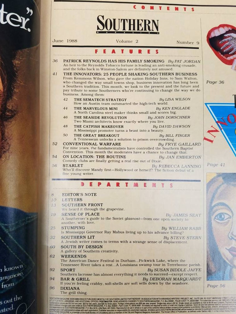 1988 Southern Magazine Vintage Copy -- True Grit/dixie/1980's/magazines ...