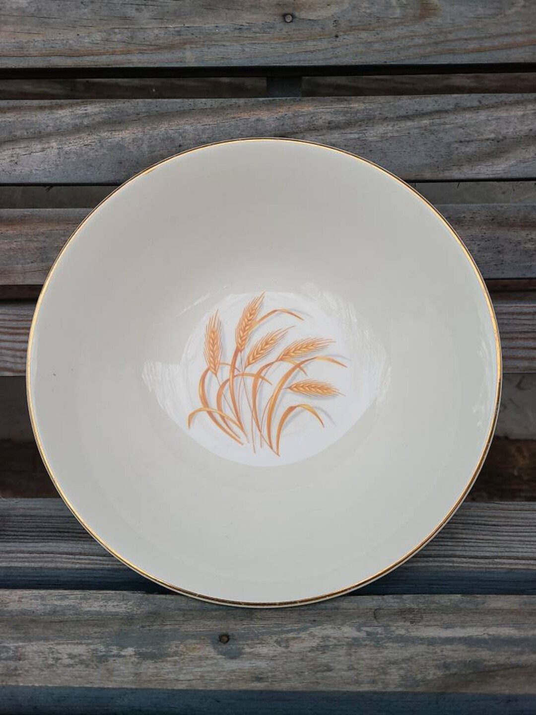 Golden Wheat Pattern Bowl/vintage Bowls/white/1950s/mid Century/homer ...