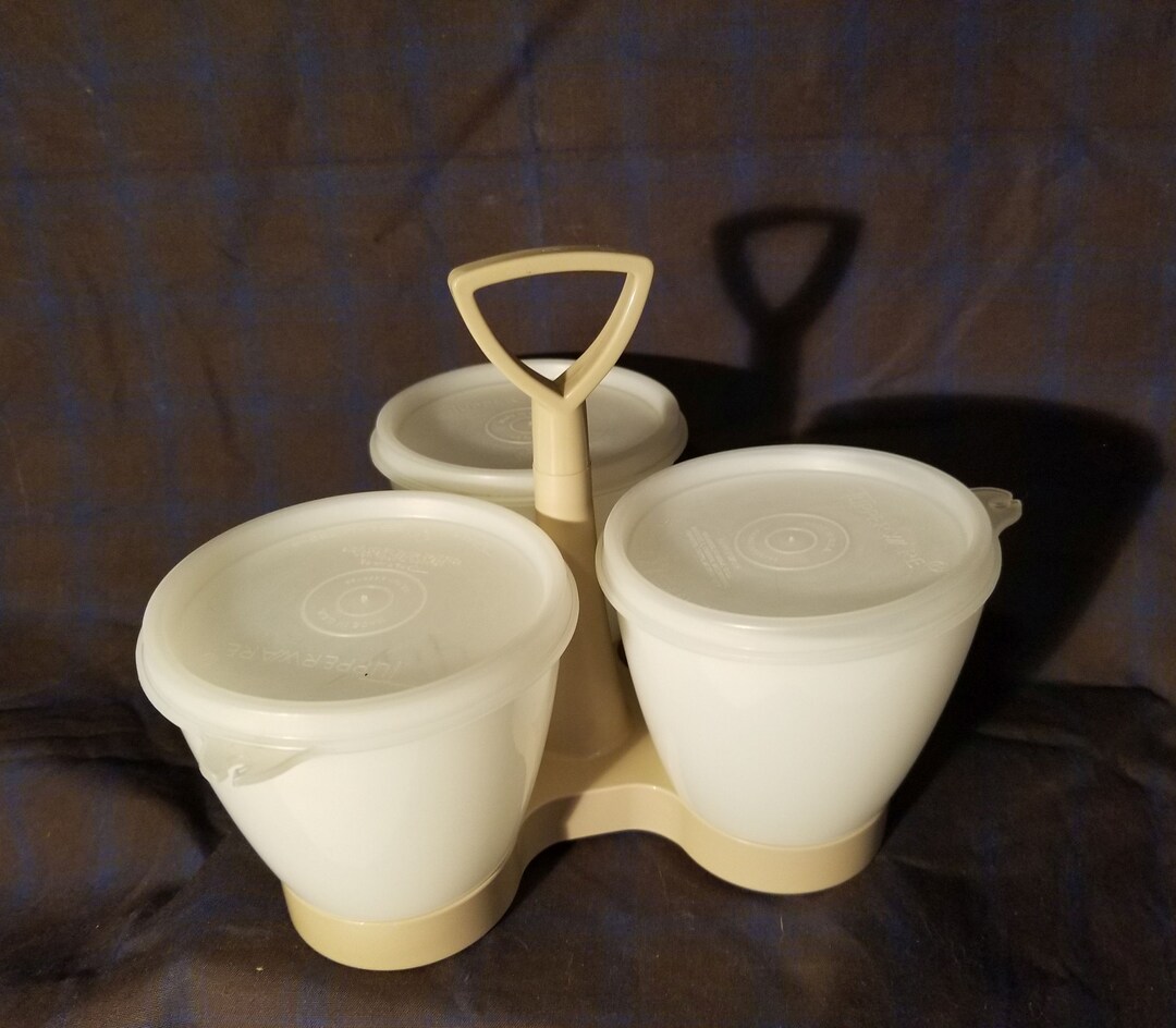 Vintage Beige Tupperware Condiment Holder Set. 1970s. Part #s 757, 758 ...