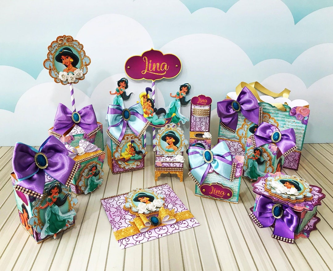 Princess Jasmine Party Favors Boxes, Aladdin Birthday Decoration, Baby ...