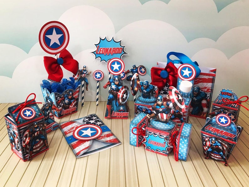 Captain America Favor Boxes Superheroes Favor Bags - Etsy