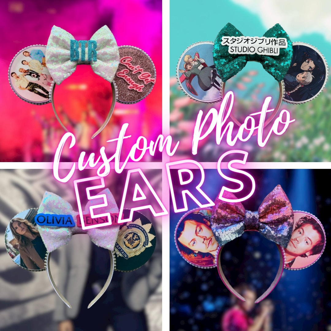 CUSTOM PHOTO Mouse Ears Custom Mouse Headband Party Ears PERSONALIZED ...