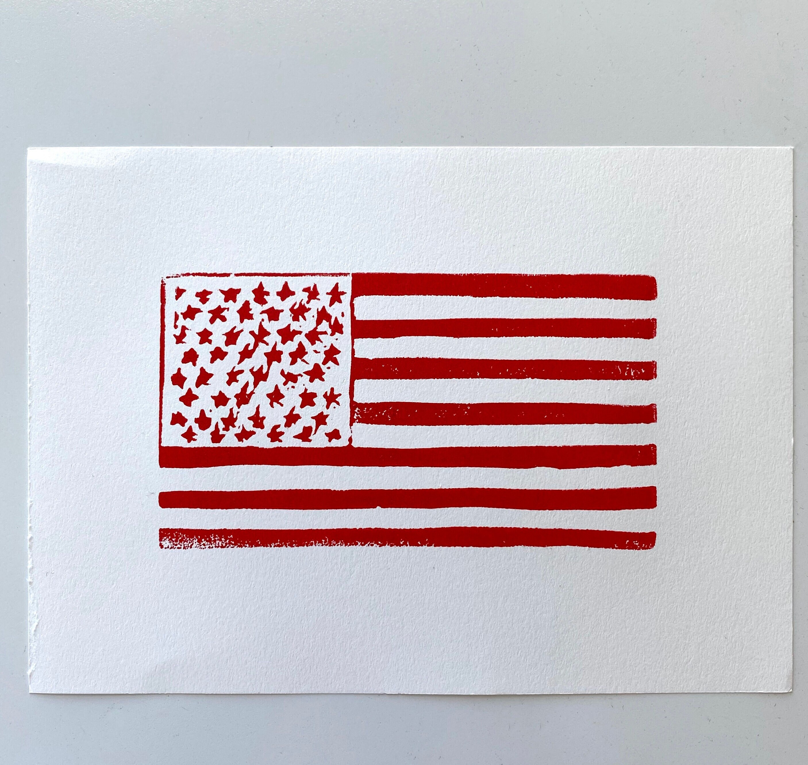 American Flag Block Print | American Flag Linoleum Print 5x7 | Original ...