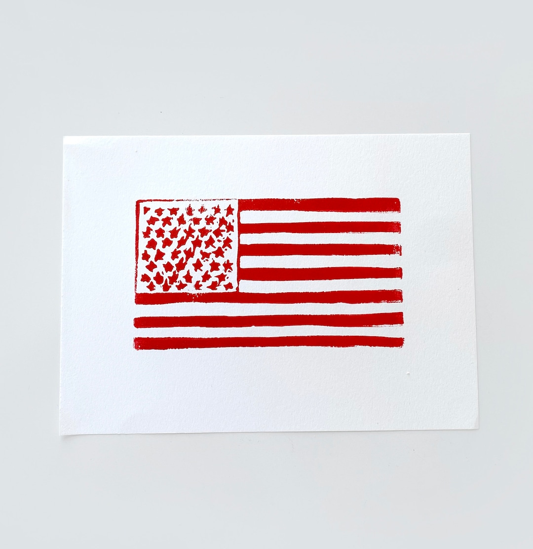 American Flag Block Print American Flag Linoleum Print 5x7 Original ...