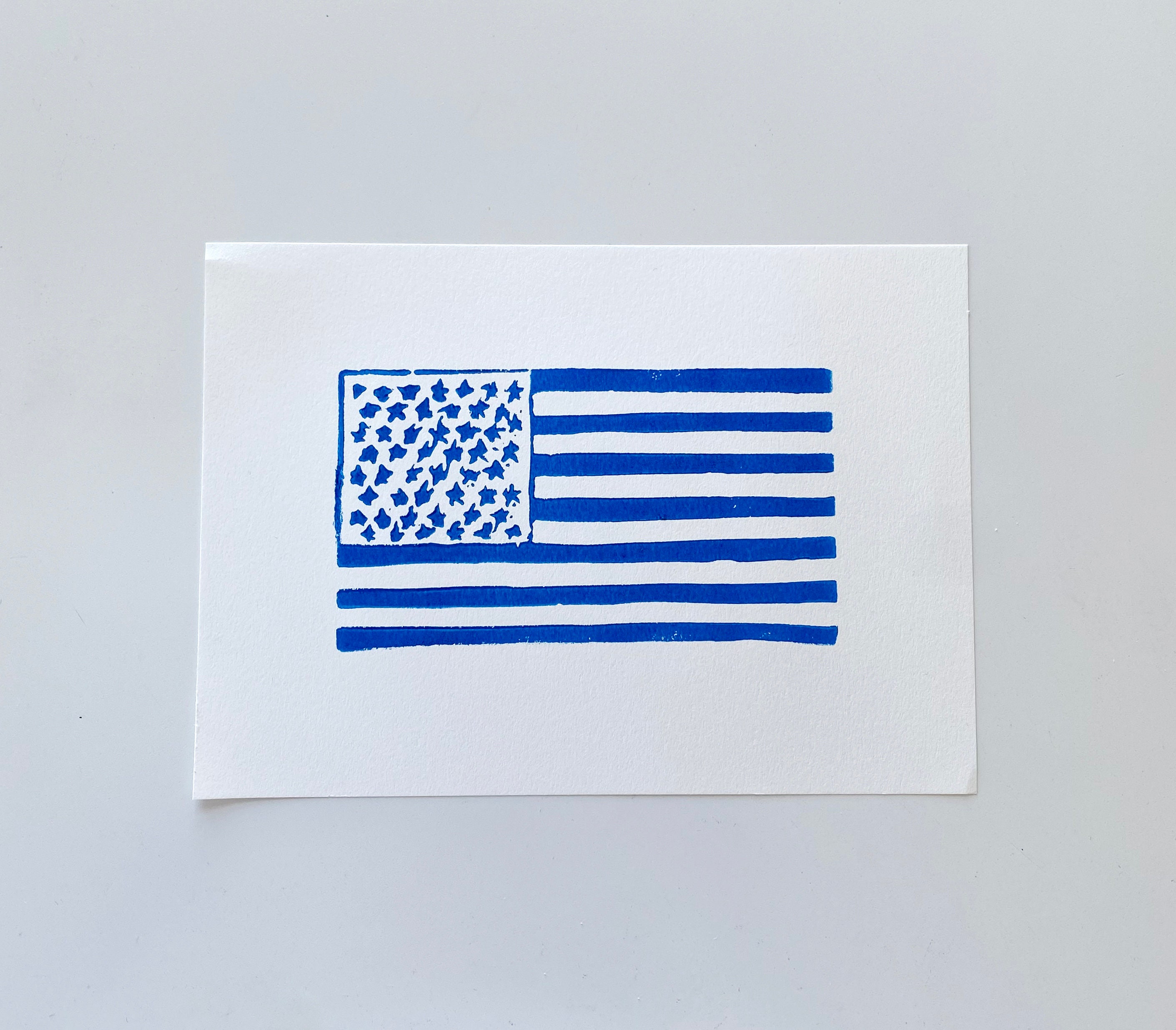 American Flag Block Print | American Flag Linoleum Print 5x7 | Original ...