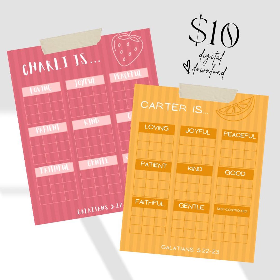 Kids Fruit of the Spirit Reward Chart - Etsy