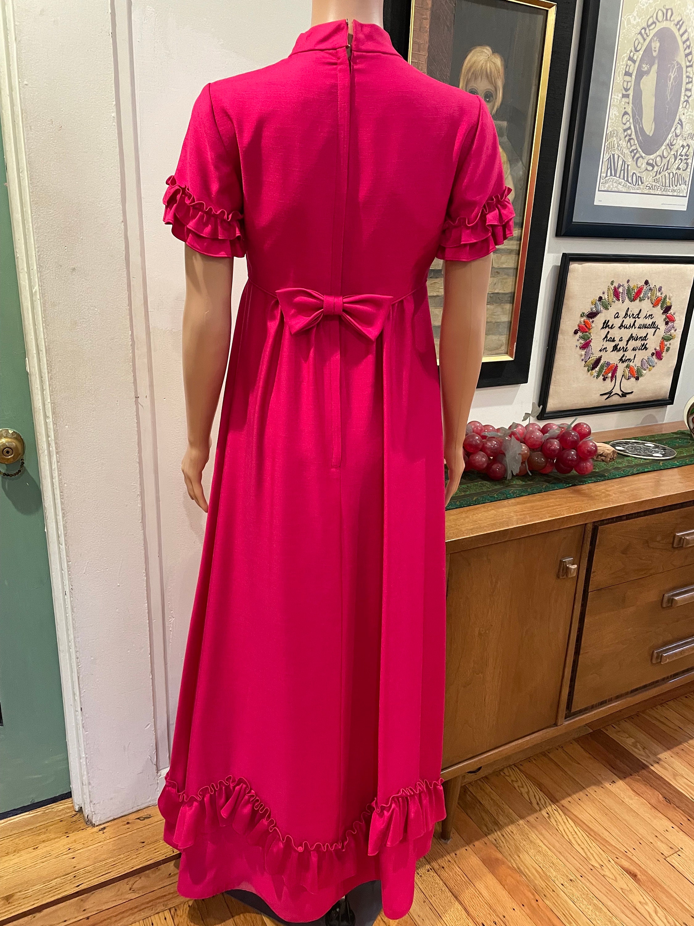 Stunning Vintage 60s EMMA DOMB California Raspberry Pink Maxi Dress ...