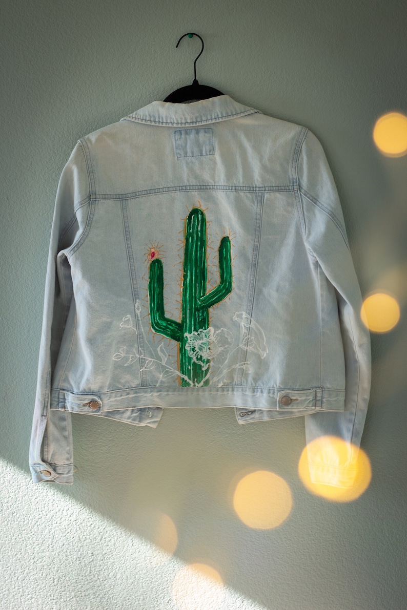 Cactus Original Artwork Denim Jacket - Etsy