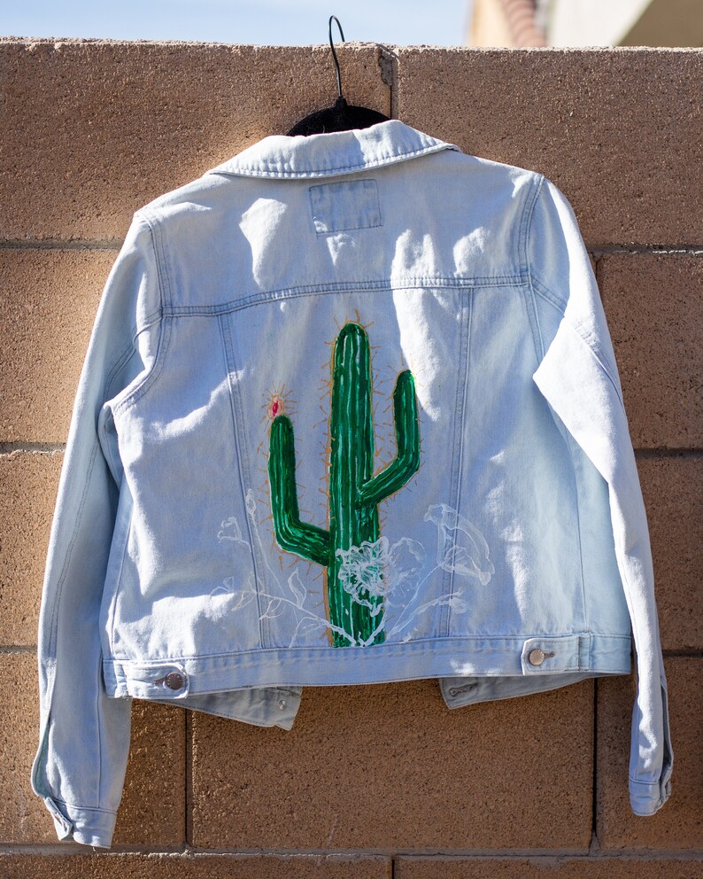 Cactus Original Artwork Denim Jacket - Etsy