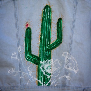 Cactus Original Artwork Denim Jacket - Etsy