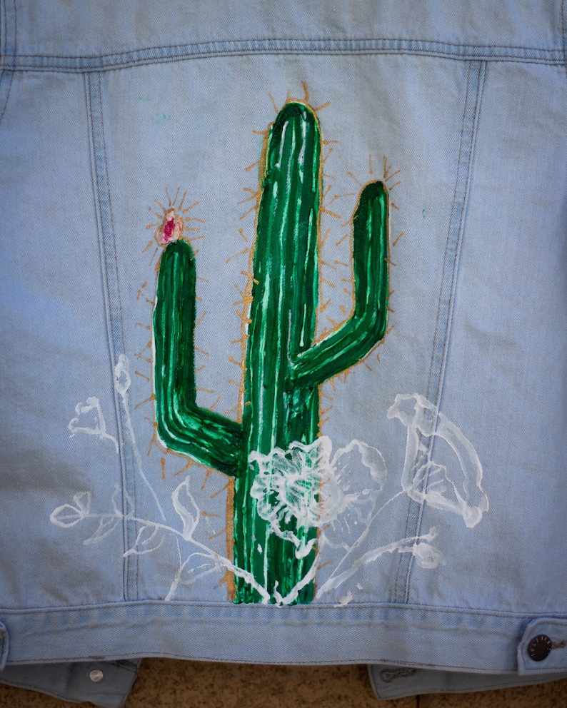 Cactus Original Artwork Denim Jacket - Etsy
