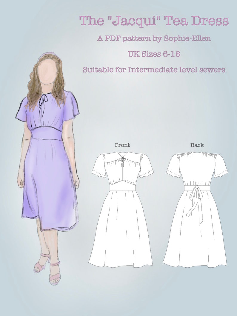 Jacqui Tea Dress PDF Sewing Pattern digital Download, Home Printing ...