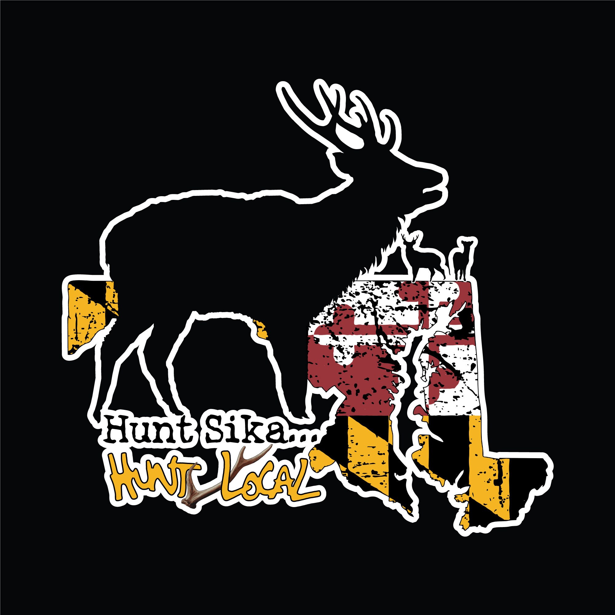Maryland Flag Sika Hunting Decal. Sika Window Sticker. Maryland Sika ...