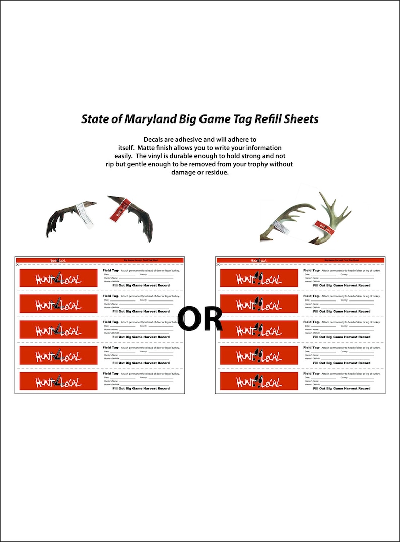 State of Maryland Game Tags. Whitetail Deer. Turkey. - Etsy
