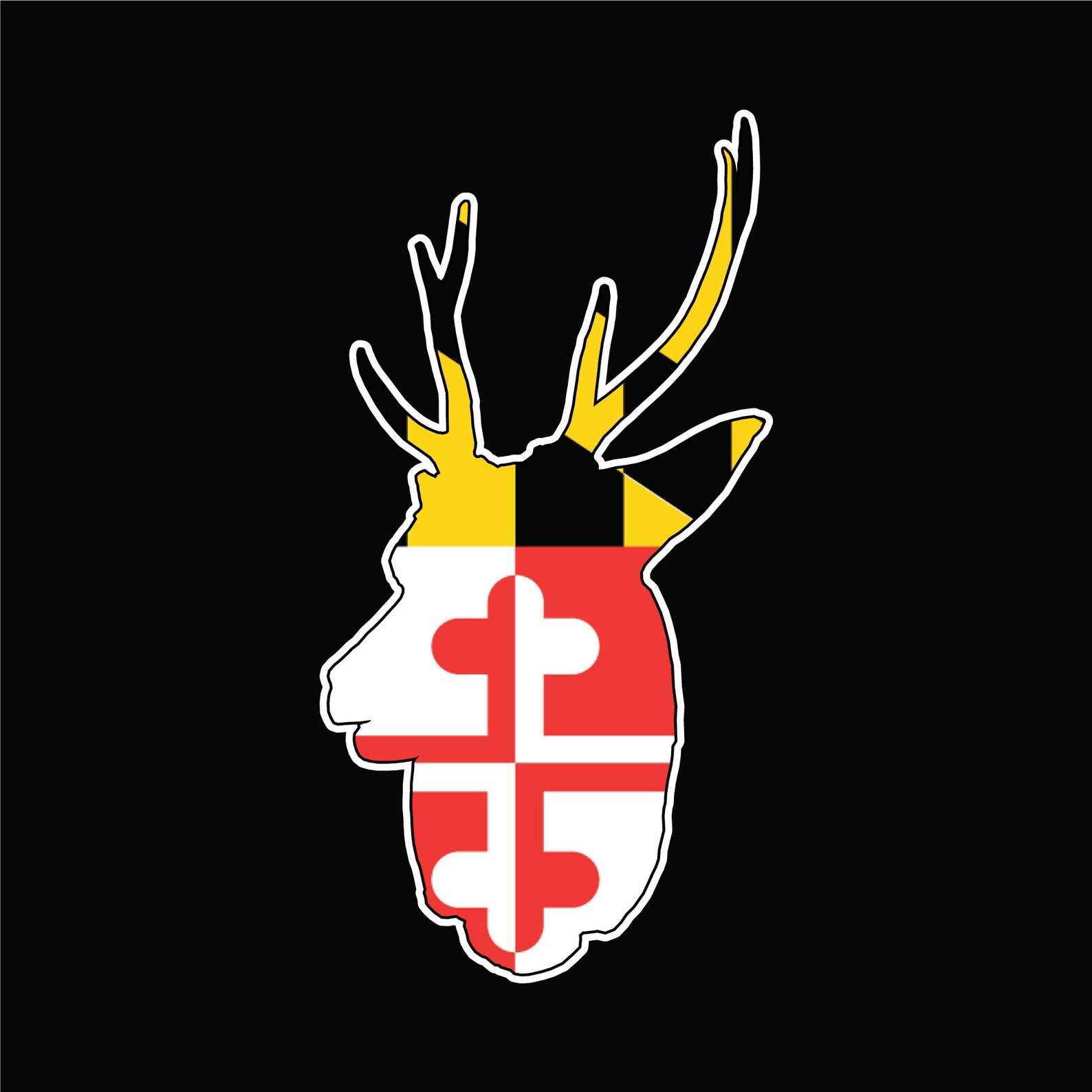Maryland Flag Sika Stag Decal. Sika Stag Sticker. Hunting Vehicle Decal ...