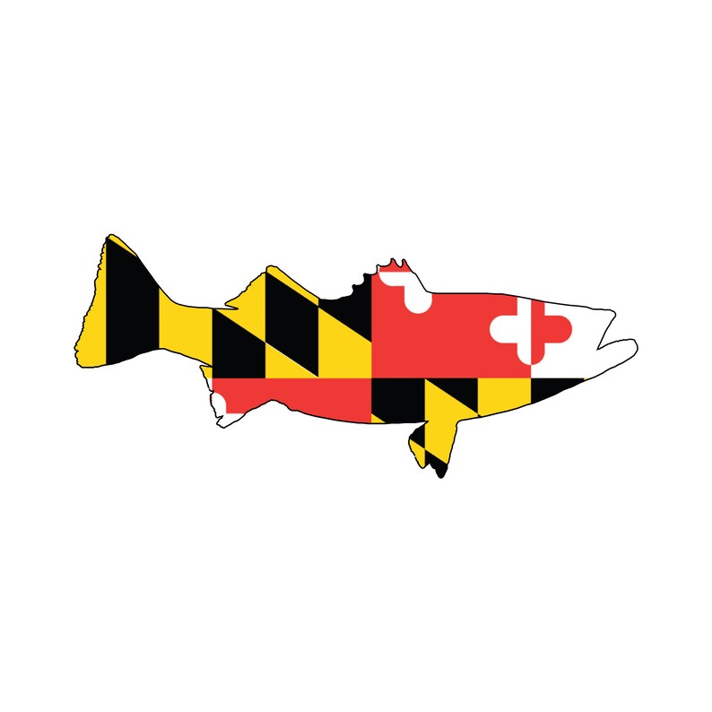 Maryland Flag Rockfish Decal. Rockfish Window Sticker. Rockfish Vehicle ...
