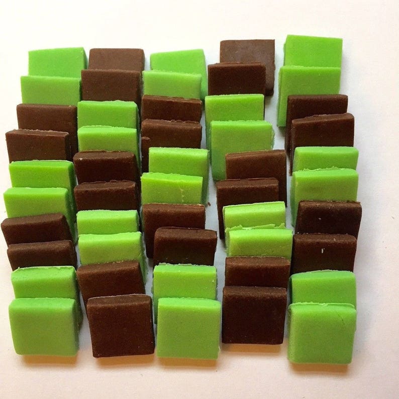 50 Square Edible Blocks Decor 2cm, 2.5cm, 3cm Miners Birthday Cake ...