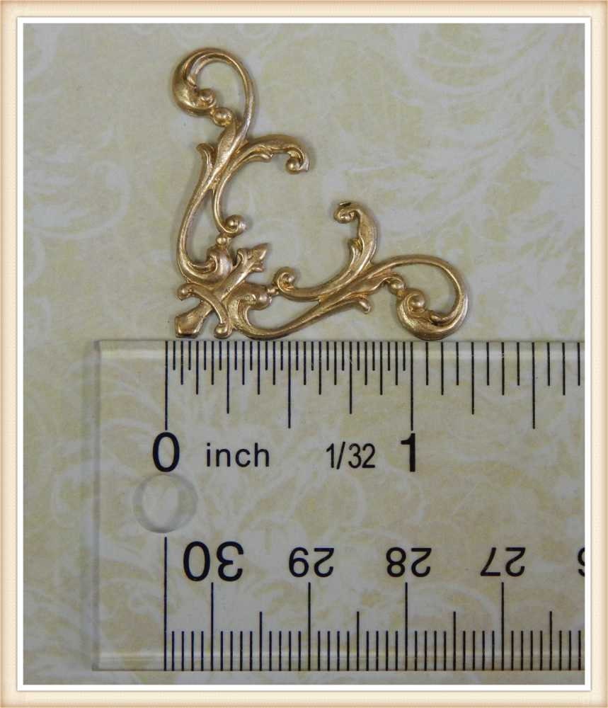 1 Piece Filligree Charm Corner Raw Brass Vine Scroll Victorian - Etsy